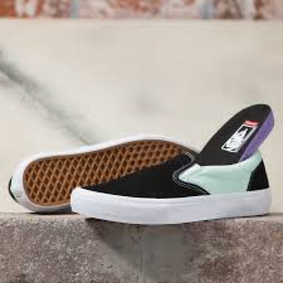 Vans | Shoes | Vans Classic Slipon Black And Mint Shoes | Poshmark